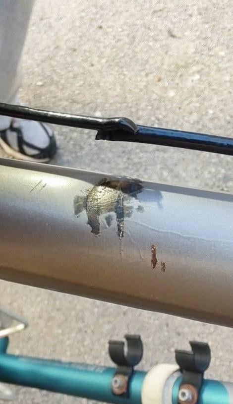is it rideable ? top tube damage on premium steel frame - Cycling Europe