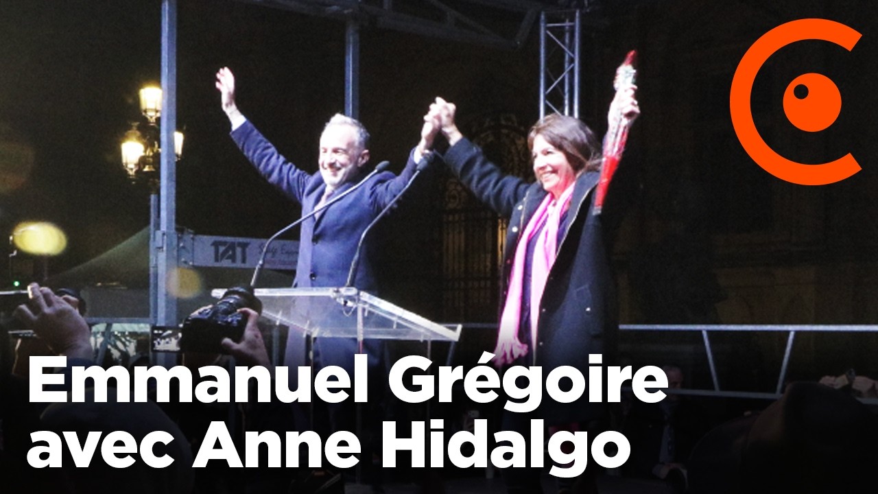 Municipales : Emmanuel Grégoire élu maire de Paris célèbre avec Anne ...